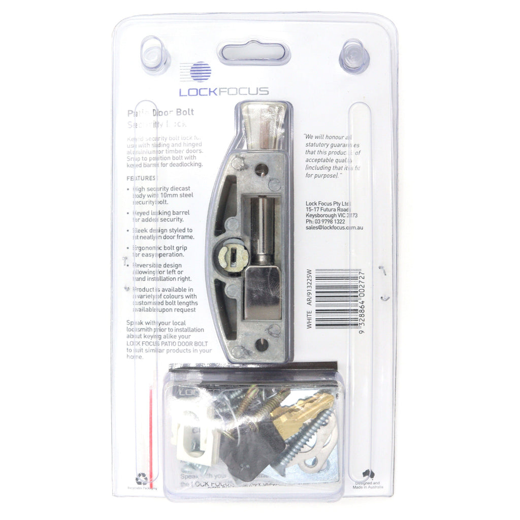 White Patio Door Bolt Lock Focus – Remote Pro